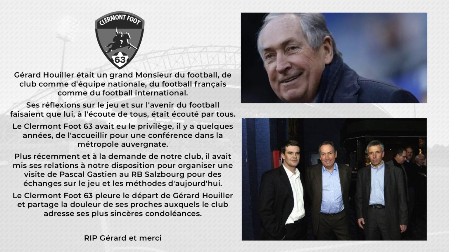 RIP Gérard et merci - Clermont Foot